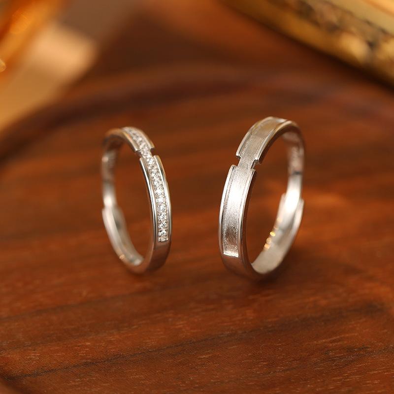 ・種類: ペアリング・素材: シルバー925・デザイン: 幾何学形・加工: 電気メッキ・スタイル: オープンリング・カラー: 白金色（メンズ）、白金色（レディース）・サイズ: フリーサイズ（調整可能）・要素: リング・スタイル分類: 個性派...