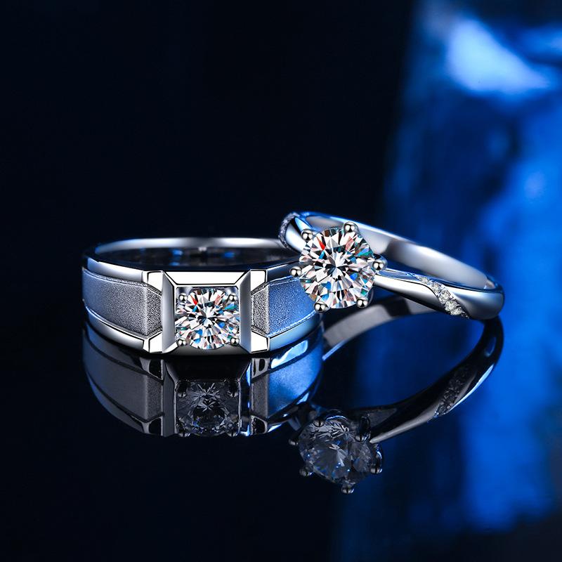 ・種類: 指輪、リング・素材: 925シルバー・形状: 幾何学型・加工技術: 象眼加工・対象: 男女兼用・カラー: 【モアッサナイトペアリング】つや消しメンズリング166.65mm+ウィスパーリングスタイル166.65mm,【モアッサナイト...