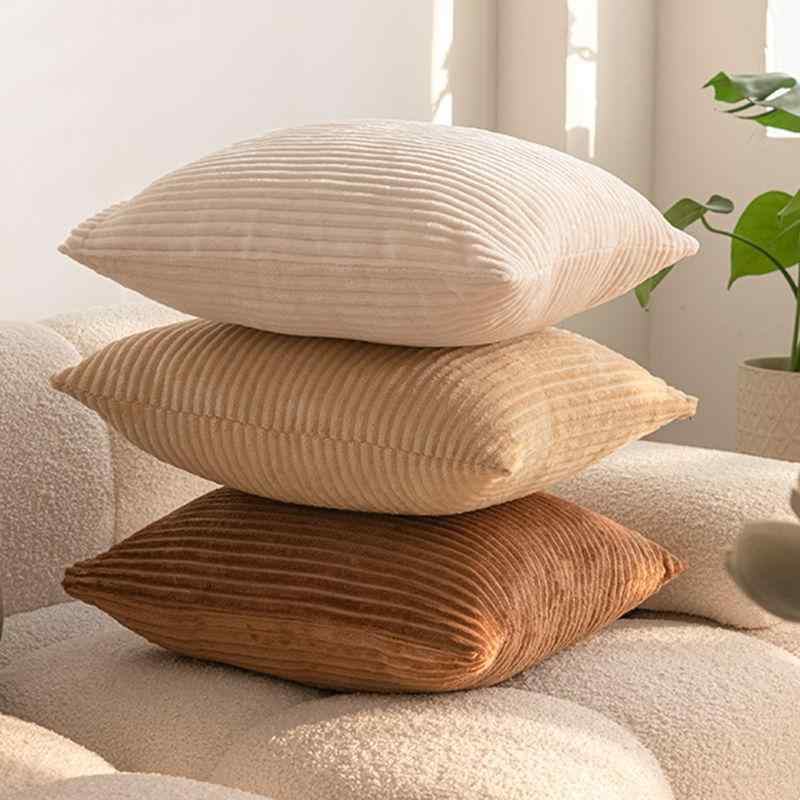 ・製品カテゴリ: クッションカバー/枕カバー・カバー素材: 毛皮・柄: ストライプ・カラー: ベージュ, カーキ, コーヒー, ブラウン, シルバーグレー, ダークブルー, ワインレッド・サイズ: 40X40cm（枕カバー+枕芯）, 45X...