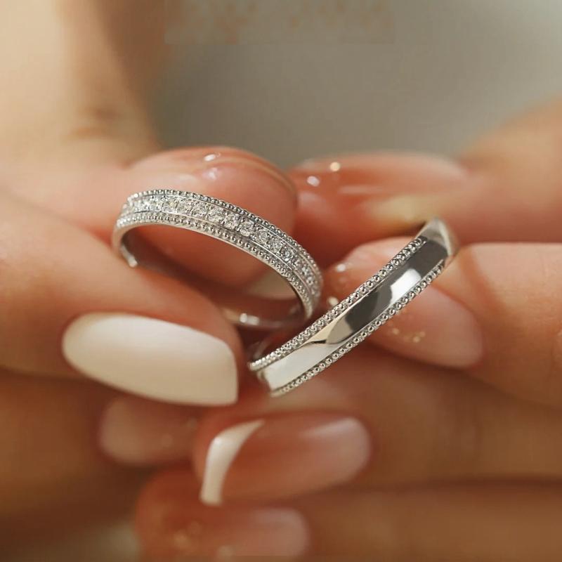 ・種類: 指輪、リング・素材: 銀・造型: 幾何型・処理工芸: 電気メッキ・スタイル: ペア・イメージ: モアッサナイト・カラー: 女款【モアッサナイト】, 男款・サイズ: 開口調節可能, 9号, 10号, 11号, 12号, 13号, 1...