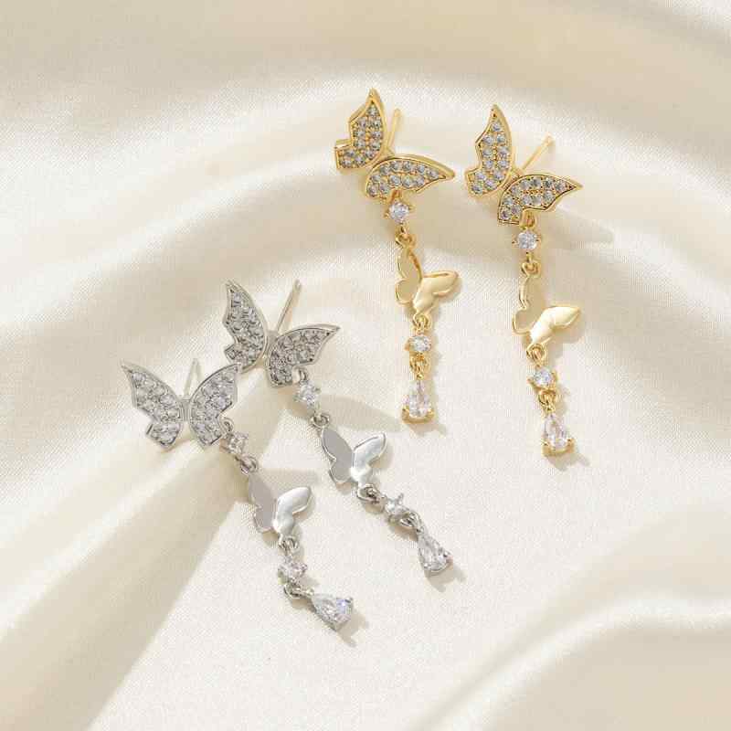 ・造型: 動物/生肖・カラー: A款【金色】, A款【银色】, B款【金色】, B款【银色】・流行要素: 蝴蝶・スタイル: 韩版韩式・スタイル分類: 清新甜美・製品カテゴリ: 耳飾・形状: 流蘇・適用人群: 男女兼用