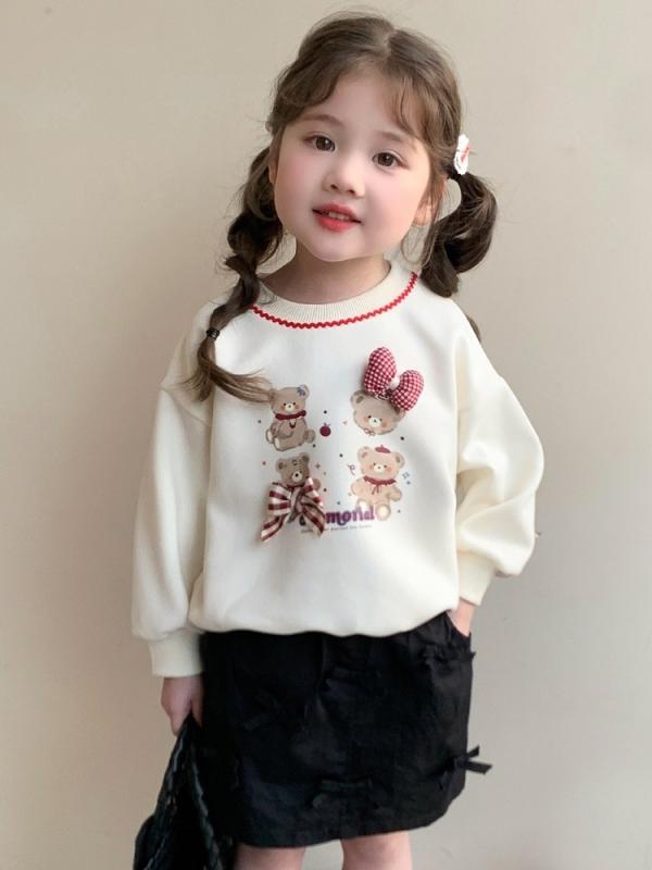 ・スタイル: カジュアル・適合年齢: 中小童(3~8歳，100~140cm)・適合季節: 春秋,春季,秋季・面料工芸: 柔軟処理,酵素洗・柄: カートン・厚さ: 薄手・袖丈: 長袖・閉鎖スタイル: プルオーバー・フード: なし・実写有無: ...