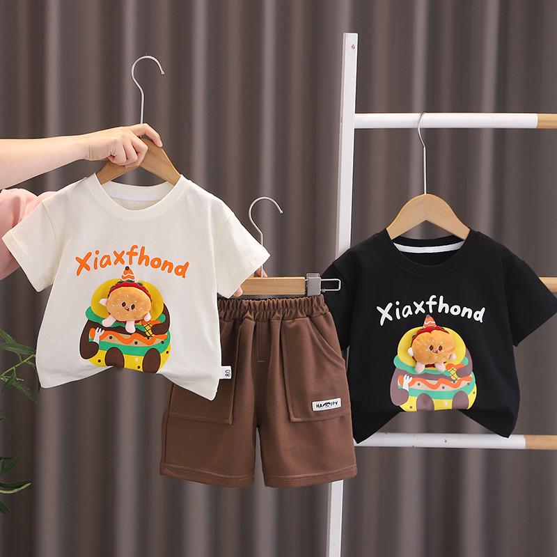 ・性別: 中性/男女兼用・スタイル: 韓国版・セット内容: パンツセット・アイテム数: 2点・対象年齢: 1～3歳 (80～100cm)・季節: 夏・袖丈: 半袖・フード: なし・パンツ丈: 五分丈/ハーフパンツ・生地加工: 柔らか обр...