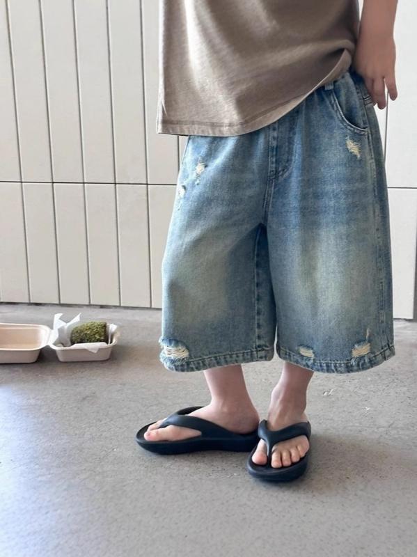・スタイル: 韩版・主な素材: 綿・主素材の含有量: 70-80%・パンツ丈: 五分丈/ミドル丈・適用性別: 男の子・対象年齢: 中・高学年 (8歳以上、140cm以上)・シーズン: 夏季・種類: ジーンズ・股開き: 否・生地加工: 柔らか...