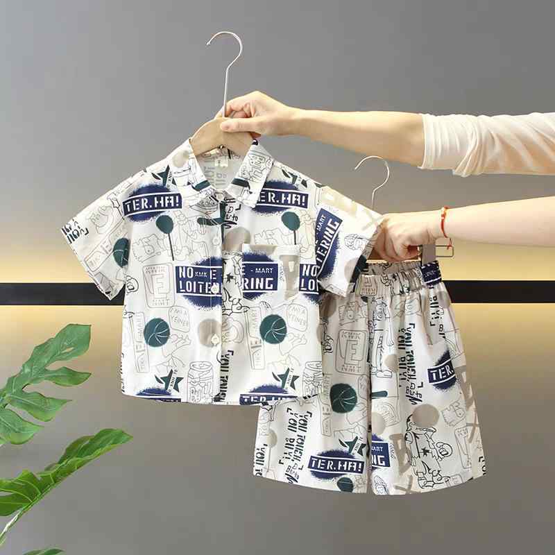 ・対象: 男の子・スタイル: カジュアル・セット内容: パンツ・アイテム数: 2点・袖丈: 半袖・パンツ丈: 五分丈・厚さ: 薄手・要素: セットアップ, キャラクター, カーディガン, プリント・素材: ポリエステル・主素材含有量: 涤纶...