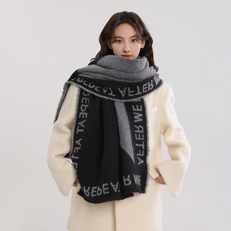 ・機能: 保温・スタイル: 日系, リゾート・生地: アクリル・主な生地の成分: アクリル100%・編み方: 横編み・流行の要素: 英字・色: 黒・サイズ: 188*67cm 約263g