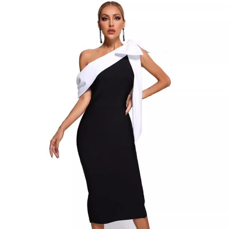 レディース ワンピース オフショルダー 蝶結 バンドゥ 切り替え ミニ 華やか パーティー用・カテゴリ: ワンピース・スタイル: フェミニンエレガント・主な素材: ポリエステル95%以上・ネックライン: ストレートネック・袖丈: ノースリー...