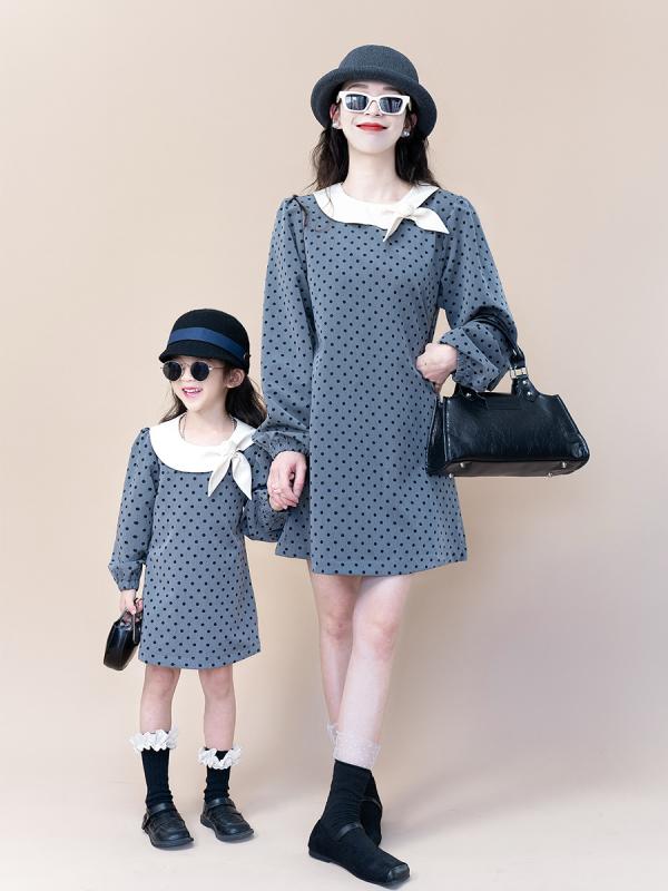 ・対象性別: 女性・親子服種類: スカート・対象者: 親子・スタイル: スクール・柄: ドット・厚さ: 薄手・要素: かわいい, 親子, トレンド・主な素材: ポリエステル繊維75%, 人棉20%・安全レベル: B類・カラー: ドット柄ワン...