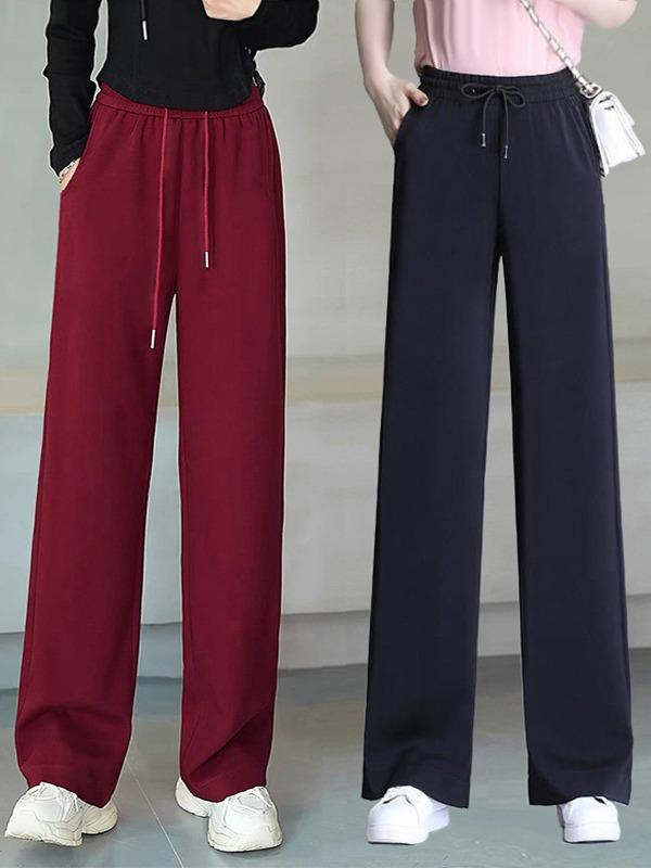 ・素材: ポリエステル・素材（%）: 95以上・その他素材: スパンデックス・その他素材（%）: 30以下・スタイル: ワイドレッグパンツ、リラックス・パンツ丈: フルレングス・ウエスト: ハイウエスト・厚さ: 厚手・カラー: ワインレッド...