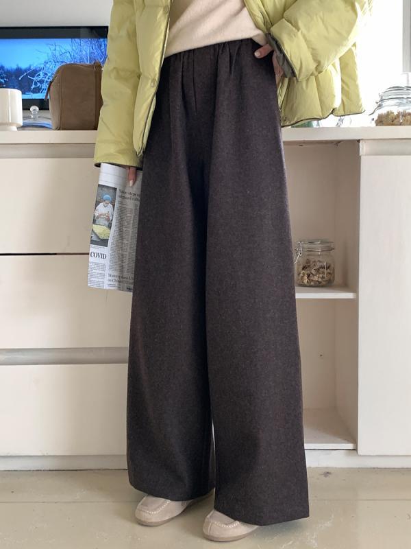 ・素材: 羊毛、ポリエステル繊維・スタイル: カジュアル・パンツのタイプ: ストレート・パンツの長さ: 長ズボン・ウエスト: ハイウエスト・厚さ: 厚手・流行の要素: プリーツ・カラー: ブラウン・サイズ: S, M・弾性: なし・対象性別...