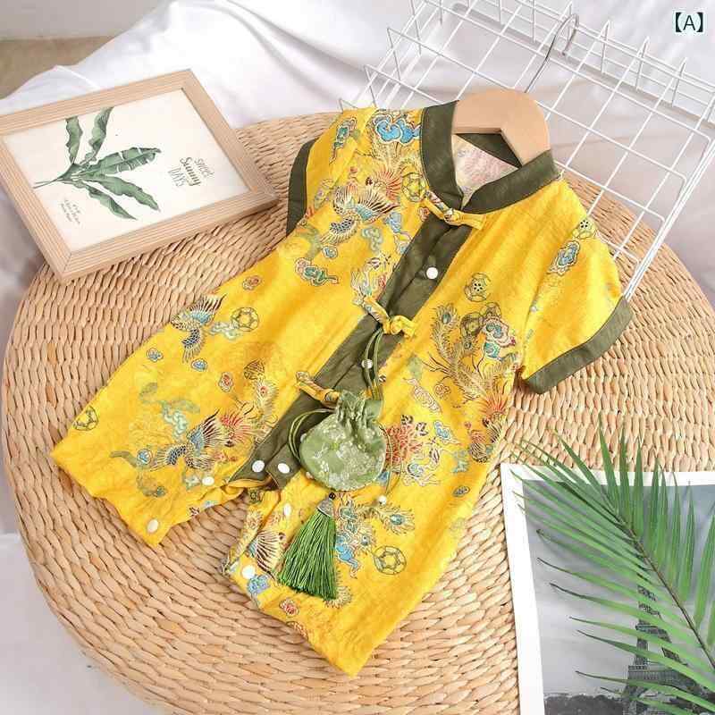 ・素材: 綿・対象年齢: 新生児(0~1歳，80cm以下)・性別: 男・袖丈: 半袖・フード: なし・厚さ: 薄手・主な素材: 綿100%・前開き: スナップボタン・スタイル: 中国風・色: 如图色・対応身長: 66cm, 73cm, 80...