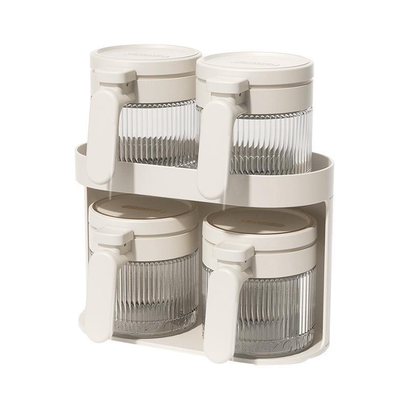 ・材质: 玻璃・可装调料类型: 固体调料・规格: 白色, 绿色, 黄色, 白色【五件套】・风格: 轻奢