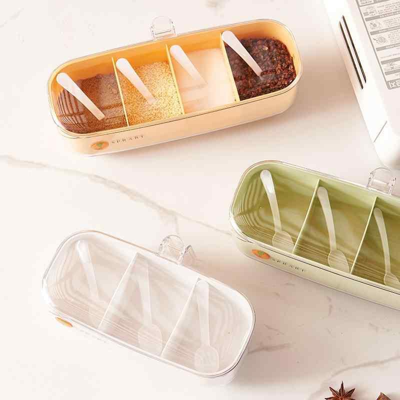 ・素材: 塑料・調味料の種類: 固体調味料・色: 奶白色, 牛油果, 軽奢橙・スタイル: ins風・規格: 三格, 四格