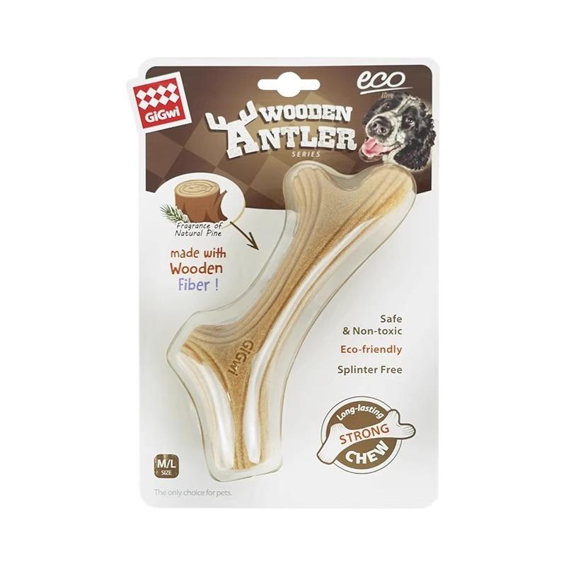 ・カテゴリ: ペット玩具・素材: 塑料・重量: 120g・カラー: 木塑鹿角S号, 木塑鹿角M号