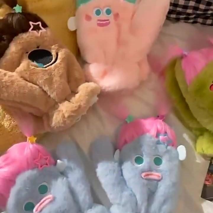 ・機能: 保温・スタイル: 日韓, 韓国風, 童趣・素材: 毛绒・種類: 手袋・タイプ: ミトン・カラー: グリーン, ブルー, ピンク, コーヒー・対象シーズン: 冬