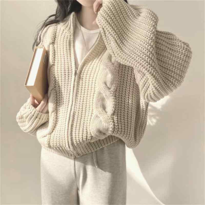 ・面料: その他・主な素材: スパンデックス・柄: 無地・厚さ: 厚手・スタイル: カーディガン・組み合わせ: シングル・フィット: ゆったり・着丈: 短め(40cm＜着丈≤50cm)・ネックライン: ハイネック・袖丈: 長袖・袖のタイプ:...