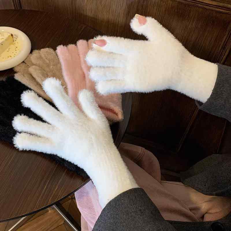 ・機能: 触屏、保温・スタイル: かわいい、甘い・カラー: ブラック、ホワイト、ベージュ、ピンク・サイズ: フリーサイズ・素材: アクリル100%・製品カテゴリ: 保温手袋
