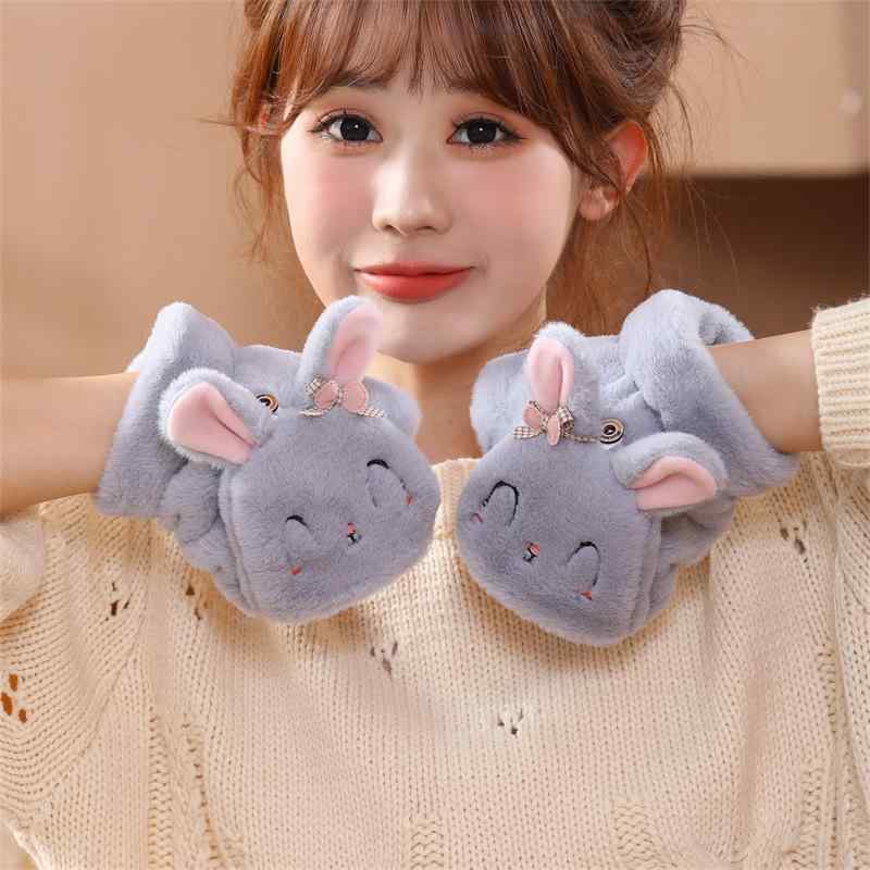 ・機能: 保温・スタイル: ストリート、個性、SNS風・色: 白、ベージュ、グレー、ピンク、カーキ・サイズ: M（10歳以上の子供および成人）、S（6-10歳子供）・生地: ポリエステル・カテゴリ: 保温手袋・処理: 刺繍・流行要素: キャ...