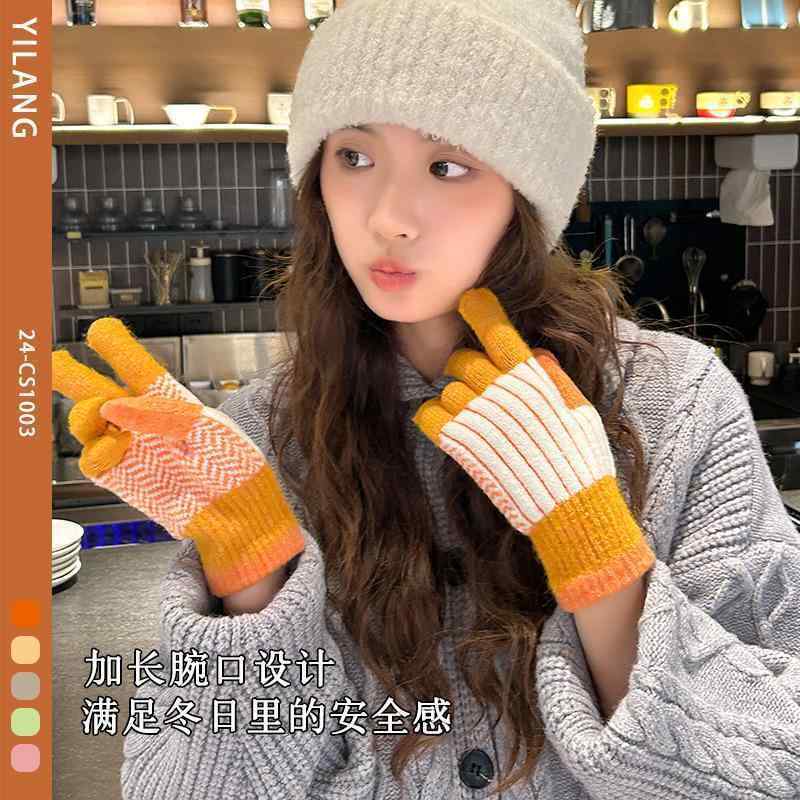 ・機能: 触屏,保暖・款式: 分指手套・カラー: ピンク（両面可戴）,グリーン（両面可戴）,イエロー（両面可戴）,パープル（両面可戴）,ブルー（両面可戴）・適合シーズン: 冬・スタイル: 百搭,極簡,カジュアル風,ファッションOL,简约・生...