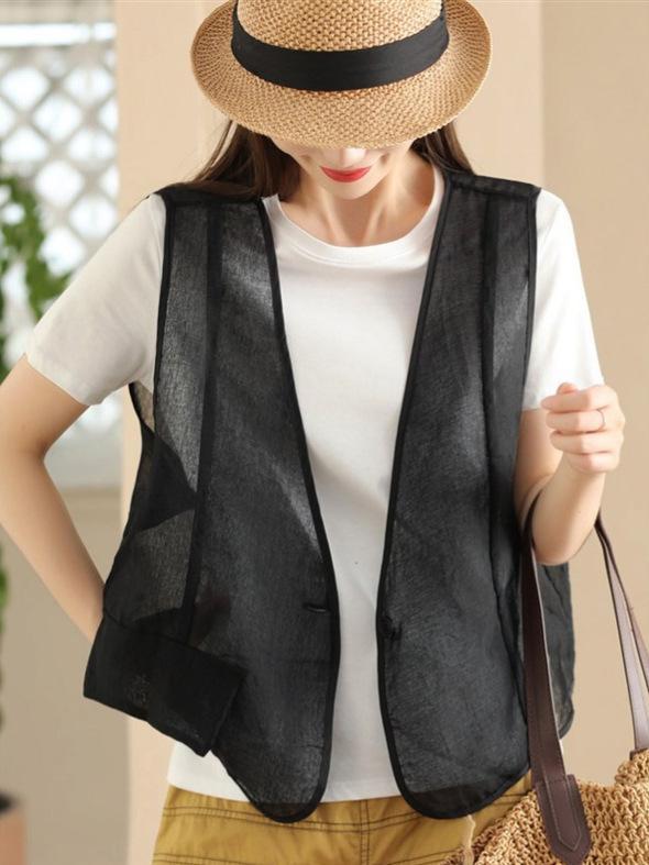 ・款式: カーディガン・衣長: 普通(50cm<衣長≤65cm)・領型: Vネック・柄: 無地・流行元素: 拼接・面料名称: その他・主な素材: その他・カラー: ブラック・サイズ: M, L, XL・スタイル: レトロ・前立て: シ...