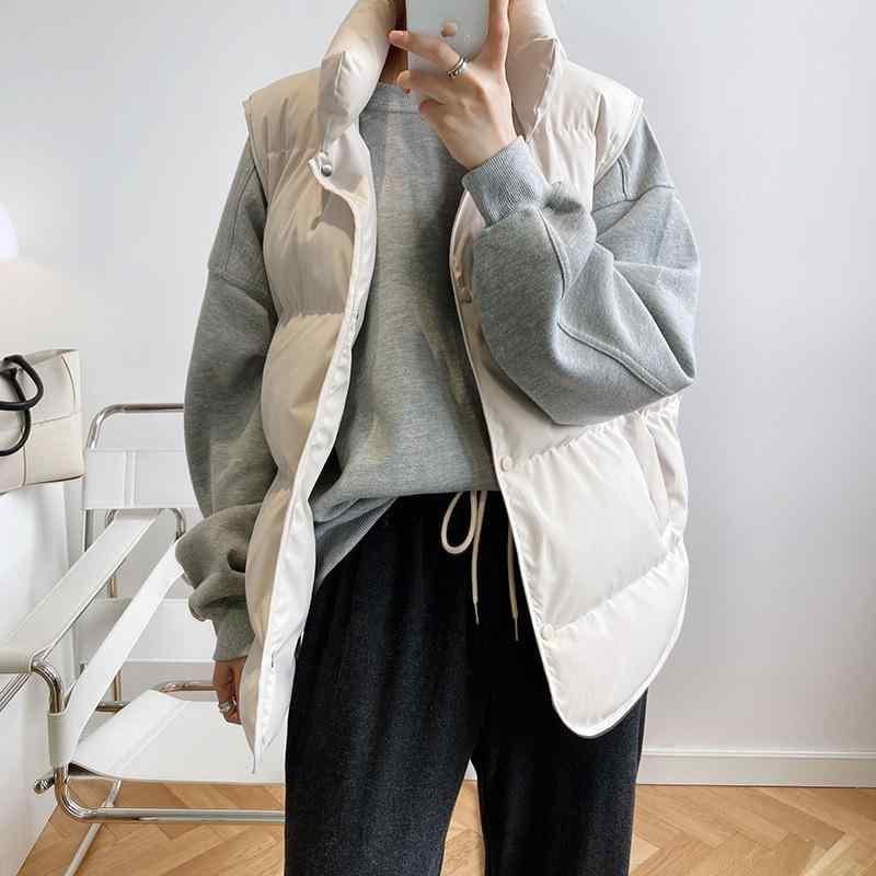 ・スタイル: カジュアル・着丈: 短め・ネックライン: スタンドカラー・柄: 無地・流行の要素: ボタン・素材: ポリエステル繊維・カラー: ブラック、ミルクアプリコット・サイズ: S、M、L・スタイル: 日韓カジュアル・中綿: ダウン綿・...