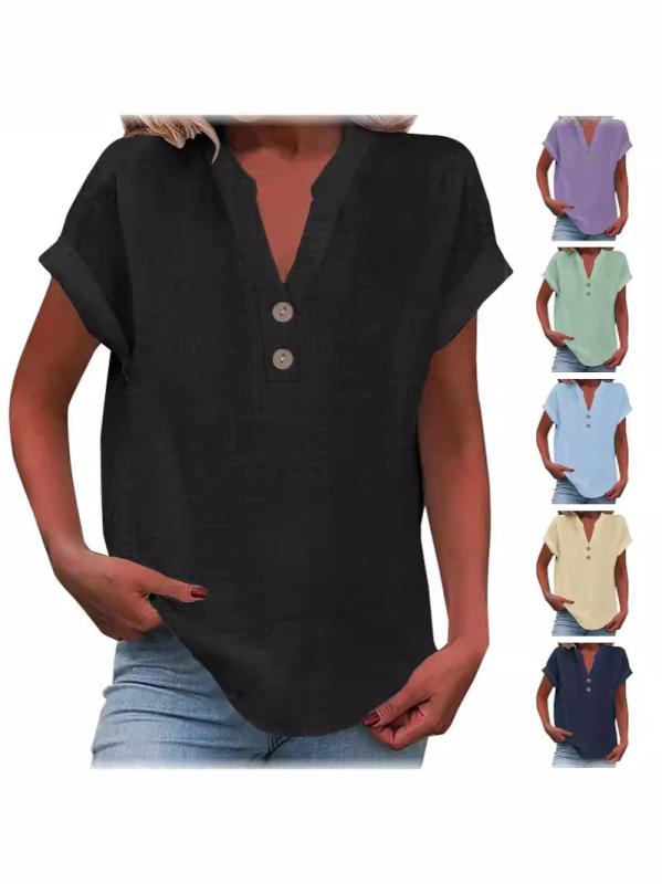 ・面料名称: 竹节棉・主な素材: 綿・主な素材2: ポリエステル・スタイル: 無地・袖丈: 半袖・工艺: 拼贴/拼接・版型: ゆったり・着丈: 普通(50cm<着丈≤65cm)・ネックライン: スタンドカラー・袖型: フレアスリーブ・...