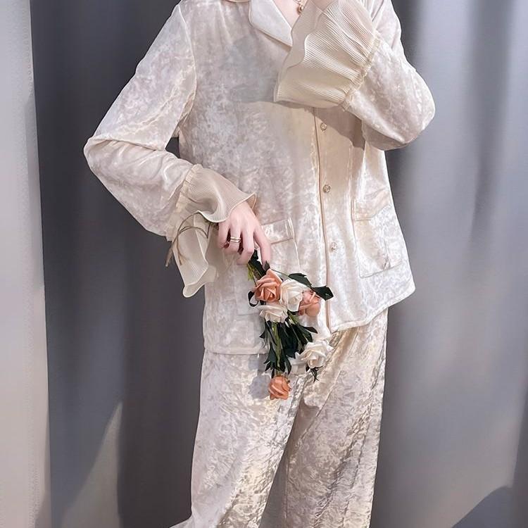 ・カテゴリ: 睡衣・素材: ポリエステル・スタイル: カーディガン・厚さ: 中厚・ネックライン: 襟付き・袖丈: 長袖・パンツ丈: 長ズボン・機能: 休闲,睡眠,弹力,居家,保暖,舒适,可外穿・対象: 青年女性・シーン: アウトドア, 居家...