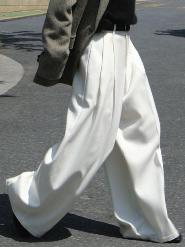 ・パンツの長さ: フルレングス・素材: シェニール・主な素材: ウール・パンツのタイプ: ワイドレッグ・ウエストタイプ: ハイウエスト・カラー: カーキ, ホワイト・サイズ: S, M, L・スタイル: 日韓カジュアル・主な素材の含有量: ...