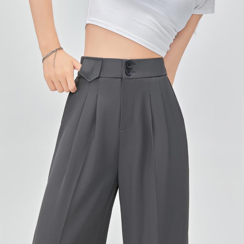 ・素材: ポリエステル繊維・スタイル: ベーシック・パンツのタイプ: ルーズ・パンツ丈: フルレングス・ウエスト: ハイウエスト・厚さ: 薄手・特徴: ポケット・カラー: ピンク, オフホワイト, ダークグレー, ブラック・サイズ: S, ...