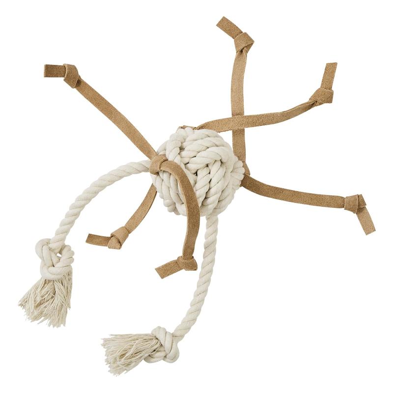 FAD レザー＆コットン・トイ/ラグボール PTFA06006ペットと環境にやさしい製法、植物タンニンなめしで作られたレザーとコットンの犬用おもちゃ