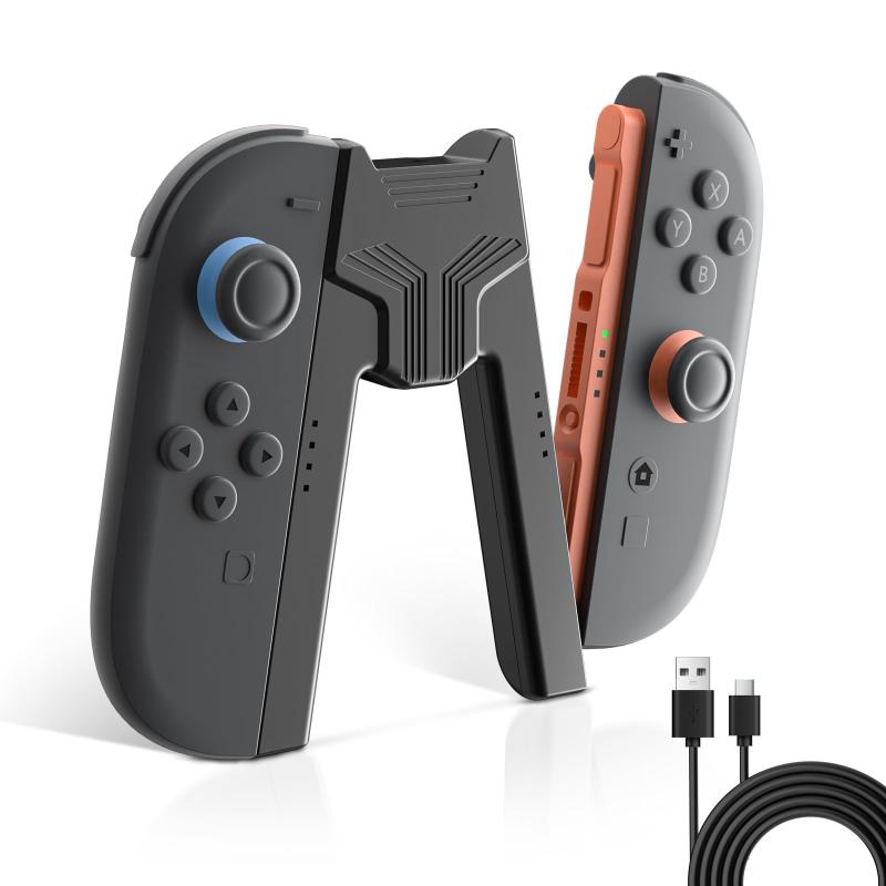 Switch 2 Joycon専用 充電グリップ AstroniSync V型グリップコントローラー プレイしながら充電可能 LED充電表示 着脱簡単 軽量設計 Type-Cケーブル付属 急速充電対応付き 任天堂スイッチ2用アクセサ【Swi...