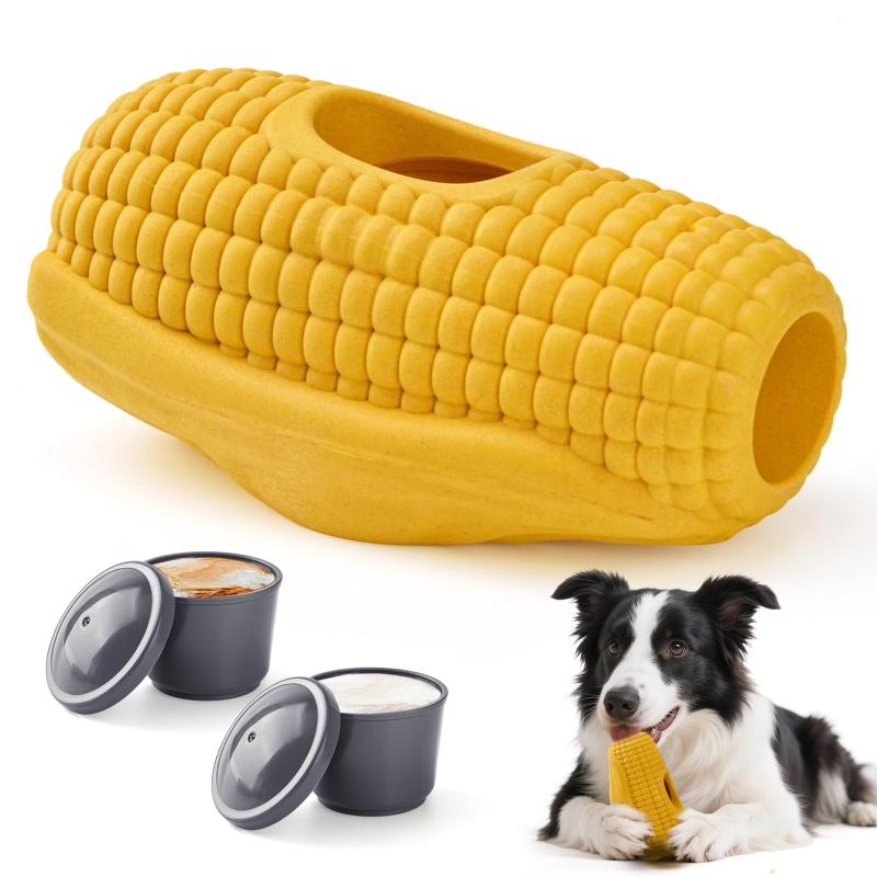 LIFLIX 3in1 犬 おもちゃ 知育玩具 冷凍おもちゃ ボール 舐める ぺろぺろ 早食い防止 トウモロコシ【舐めるおもちゃ】この犬おやつ玩具はトウモロコシの形を採用しており、14.6x7.9cmの大きさで全サイズの犬に向いています。中...