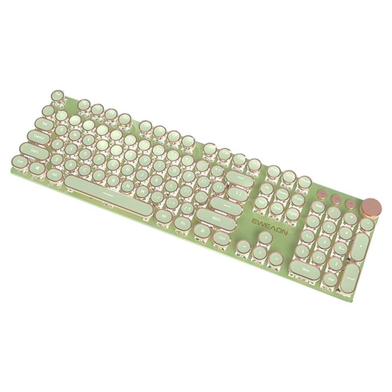 EWEADN V20 タイプライター キーボード レトロ スチームパンク 104キー/87キー メカニカルゲーム用 LEDバックライト付き ワイヤレスキーボード メタルパネル 単色発光 防衝突 ユニーク 英語配列 【ファッションとレトロ】タ...