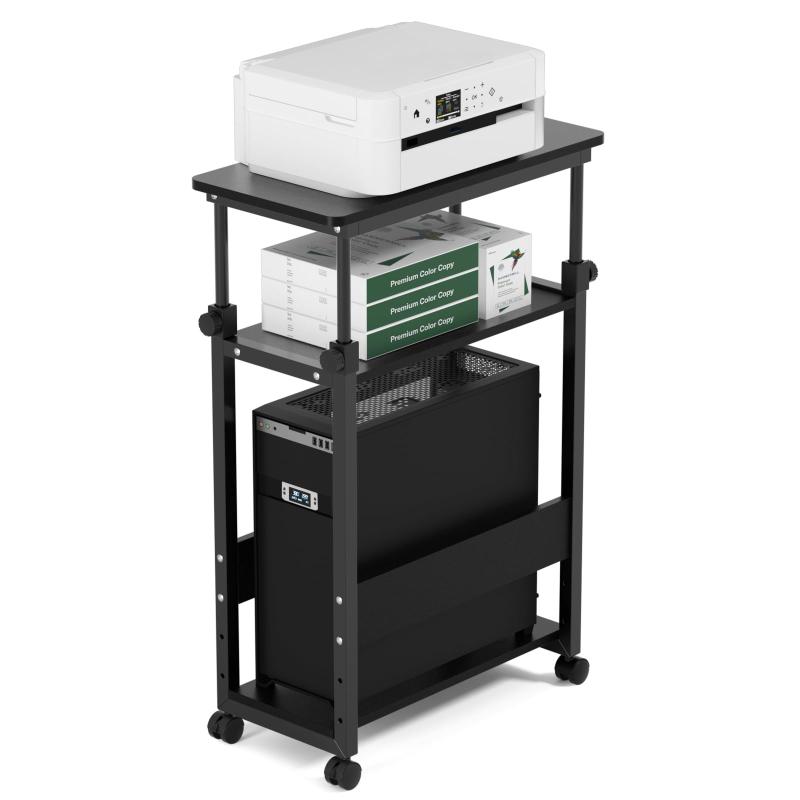 DEWEL pcワゴン パソコンワゴン プリンター台 昇降式 高さ調節 キャスター付き 幅60×奥行き30× 高さ74-95cm パソコンラック サイドデスク ワゴン ラック 袖机 収納棚 パソコン本体収納 オフィス 【商品詳細】➤完成品サ...