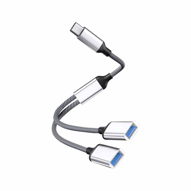 TRkin USB C 分岐器 USB CプラグからダブルUSBマザーケーブルアダプタ 2 in 1 Type-C to USB 高速転送 プラグアンドプレイ カードリーダー/ハブ/キーボード/デジタルカメラマイク/プリンタ対応（シル【US...
