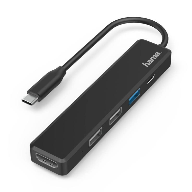 HAMA | Hub USB Tipo USB-C (1/3 Puertos USB A, 1 Puerto USB Tipo C, 1 Puerto HDMI, Ultra HD 4K) Color NegroPC、ノートブック、MacB...