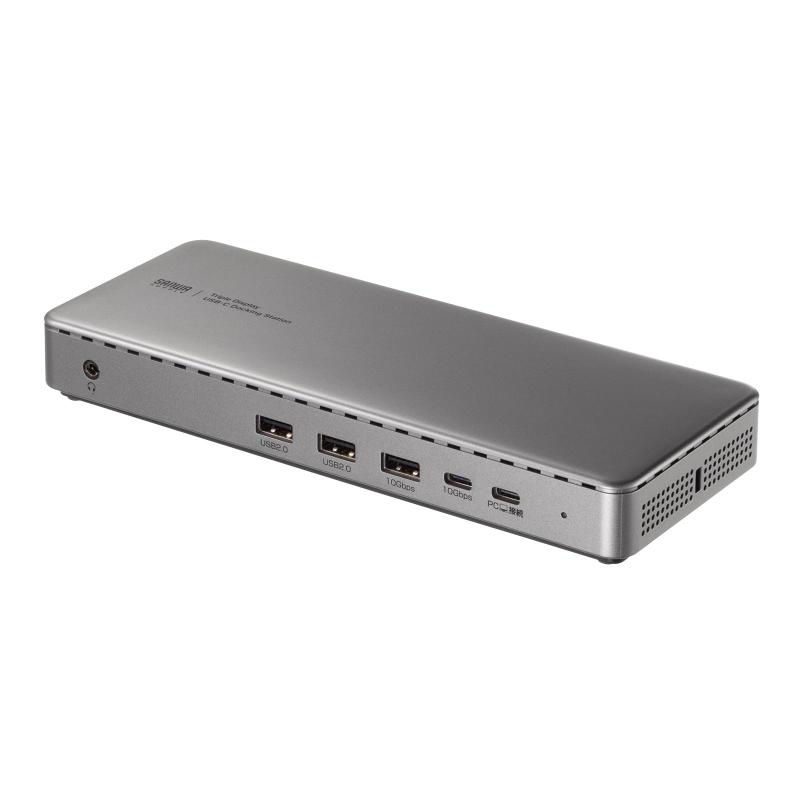 サンワサプライ USB C ドッキングステーション 4K/60Hz×3画面出力 HDMI×3/DP×2 100W PD対応 2.5G 有線LAN USB 10Gbps Windows/Mac対応 USB-CVDK204K解像度かつ60Hzの...