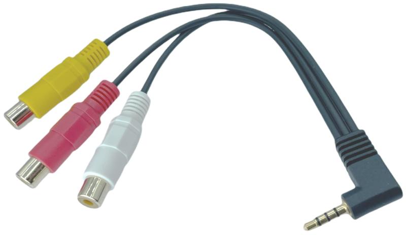 RCA(L/R/V)→4極3.5mm変換ケーブル タブレット用 20cm (COMON 435A-RF3)COMON製 3.5mm 4極ミニプラグ-コンポジット(RCA映像・音声端子)変換ケーブル3.5mm4極ミニプラグ(オス)⇔コンポジッ...