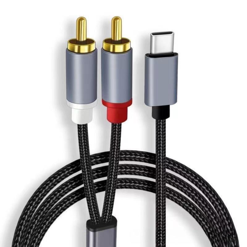Type-C to RCA 変換 ケーブル USB-C (オス) 2RCA (オス) オーディオケーブル タイプC ステレオ音声 ナイロン編み 延長 スマートフォン/タブレット/ノートパソコンなどに対応 1M【パッケージ内容】USB-C t...