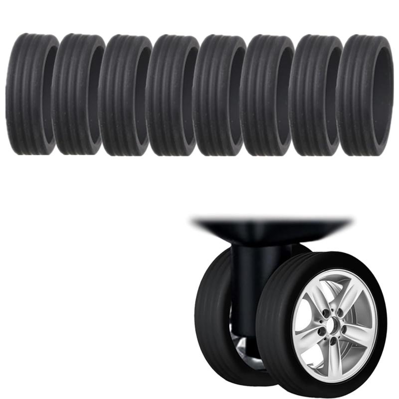 [ALLVD] キャスターカバー 荷物用ホイールカバー 防振 汚れにくい静音 水洗い可能旅行用 出張用 簡単装着 荷物用ホイールカバー【8個セット】 (ブラック)【パッケージ内容】8個の同色キャスターカバーが含まれています。キャスター直径範...