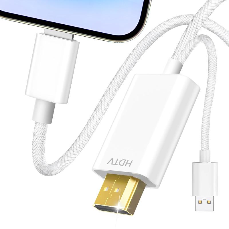 Phone HDMI変換 ミラーリング ケーブル 2M 【充電しながら使える】 AV交換アダプタ Phoneの画面をテレビに映す 1080P大画面 設定不要 差し込むだけ 画面ミラーリング AV/TV視聴 娯楽/仕事/オフィス/【対応機種】...