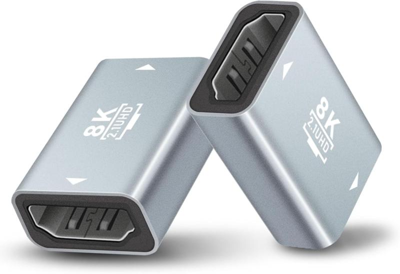 Lizoak HDMI 延長 コネクタ HDMI2.1 中継アダプタ メス-メス 対応8K@60Hz 3D 48Gbps ウルトラハイスピード ノートPC モニター テレビ プロジェクター用（2個セット）【HDMI延長に最適な中継コネクタ】...