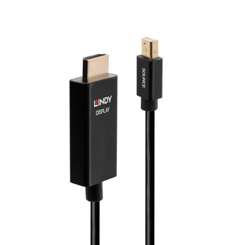 LINDY 2m Mini DisplayPort to HDMI 2.0 HDR アクティブ変換ケーブル(型番:40922)【高画質出力】MiniDisplayPort搭載機器をHDMIディスプレイやプロジェクターに接続【4K対応】4K@...