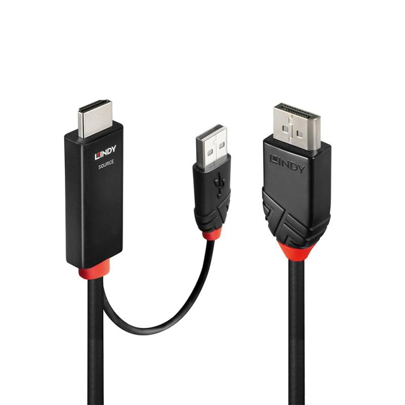 LINDY 2m HDMI 2.0 to DisplayPort 1.2 アクティブ変換ケーブル、USB 電源付き(型番:41499)4K超高解像度に対応繋ぐだけですぐに使え、ドライバ不要です7.1CH チャンネルオーディオをサポートアダプ...