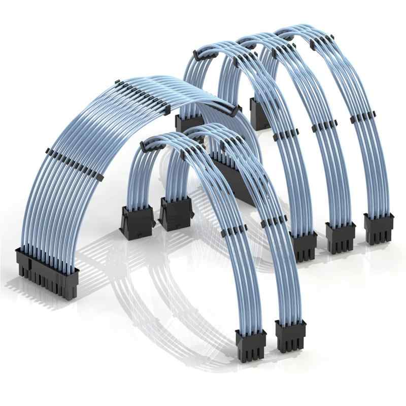 LINKUP 30cm PSUケーブル延長スリーブ付きカスタムMod PC電力供給 コーム付き編み組み RTX3090と互換性あり 6本入り | 1x 24 P | 2x 8 P（4 + 4）CPU | 3x 8 P（6 + 2）GPU |...