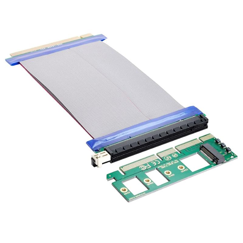 ChenYang CY NGFF M-Key NVME AHCI SSD - PCI-E 3.0 16x x16 垂直アダプター PCI-Eオス-メス延長ケーブル付きNGFF M-key NVME AHCI SSD - PCI-E 3.0 ...