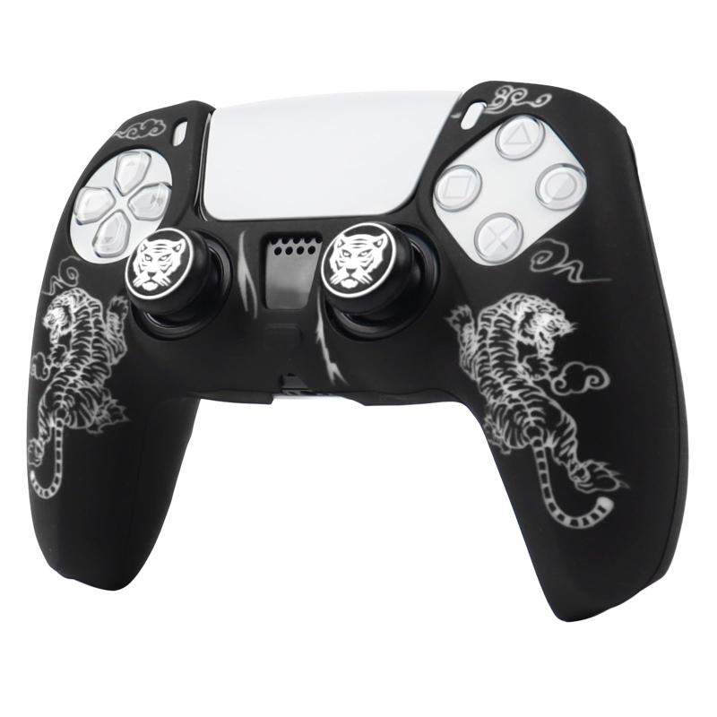 RALAN PS5 コントローラー用コントローラーケース シリコン製 ジョイスティックキャップ2個付き ブラック パーフェクトフィット 人間工学に基づいた安全性と保護性: PS55 コントローラー用コントローラーケースは100%シリコン製で...