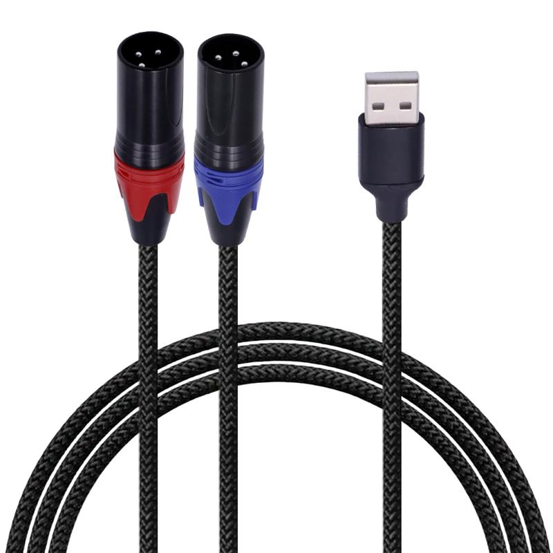 Poyiccot USB XLR 変換ケーブル 1m，USBから2 XLRオスケーブル オーディアダプタ 補助ケーブル ミキサー、ノートパソコン、スピーカー用【USB XLRオーディオケーブル】携帯電話、パソコンのUSB AコネクタをXLR...