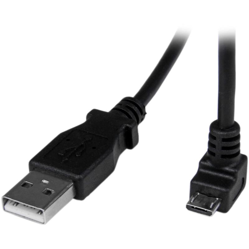 StarTech.com USB 2.0 - マイクロUSBケーブル／2m／L型下向きMicro-B／Type-A to Micro USB／オス-オス／データ転送・同期用 USBAUB2MD1 x USB A オス コネクター1x 下向き...