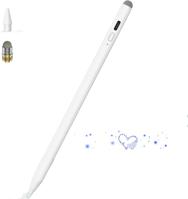 スタイラスペン ペンシル Type-C充電式 タッチペン ペン先2枚付き 無遅延Type-cケーブルを接続して充電する操作簡単Bluetooth接続がなく、ボタンを押すだけで電源のON/OFFができる線の遅延やズレ・途切れがなく高精度センサー